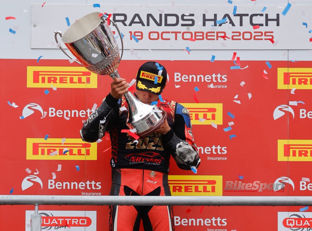 Kyle Ryde reacts to winning his second British Superbike Championship ...